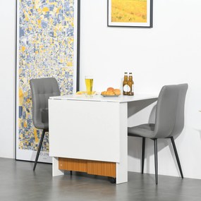 HOMCOM Skládací Jídelní Stůl na Kolečkách Skládací Kuchyňský Stůl Multifunkční Boční Stůl se 2 Sklopnými Křídly 120x80x73 cm Bílý a Třešeň | Aosom