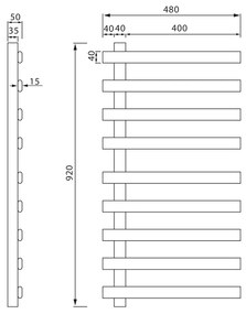 Sapho ELCOR elektrický sušák ručníků 480x920x50 mm, 128 W, bílá mat EB450