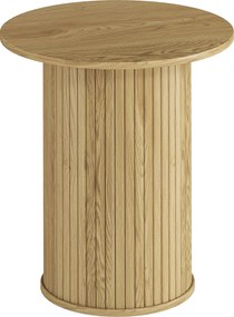 HOMCOM kulatý odkládací stolek Ø 48 cm, konferenční stolek s žlábkovanými nohami pro obývací pokoj, ložnici nebo malé prostory, Dub