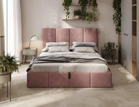 ComfortMatrace Čalouněná postel se zvedacím roštem a úložným prostorem Valencia Barva: Starorůžová/Dusty Pink, Rozměr: 120x200 cm, Výška čela u hlavy: 88 cm