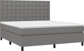 Box spring postel s matrací a LED tmavě šedá 180x200 cm textil 3135214