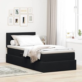 Postel s úložným prostorem s čelo Černá 100 x 200 cm samet 3370679