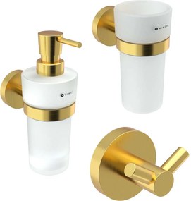 Nimco Unix - Sada doplňků do koupelny, sklo/kartáčovaná zlatá UNZ set-31W-T-Z