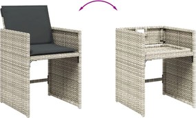 15dílný zahradní jídelní set s poduškami světle šedý polyratan 3278002
