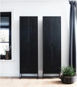 Černá skříň z jasanového dřeva 60x210x36 cm Silas – WOOOD