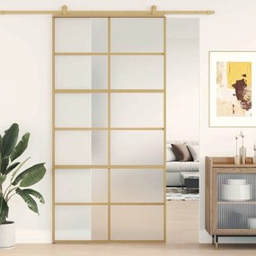 Posuvné dveře zlaté 102,5 x 205 cm mléčné ESG sklo a hliník 155171