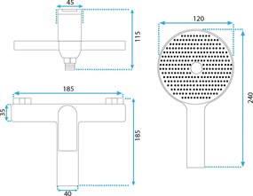 Rea Avalon, vanová baterie s ruční bodovou soupravou, zlatá matná, REA-B2707