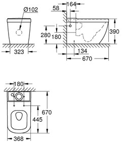 Grohe Euro Ceramic - Stojící mísa pro kombi WC, PureGuard, alpská bílá 3933800H