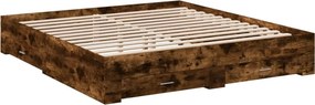 Rám postele se zásuvkami kouřový dub 200 x 200 cm kompozit 3280360