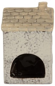 Šedý keramický domek na čajovou svíčku Lamont - 9*8*15 cm