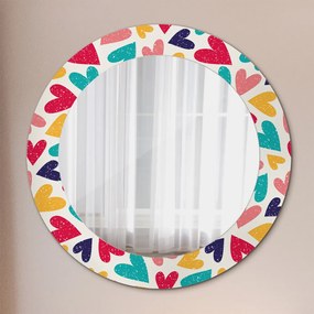 Kulaté dekorativní zrcadlo Barevné srdce fi 60 cm