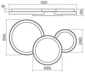 Redo 01-3375 - LED Stmívatelné stropní svítidlo COMBI LED/72W/230V CRI98 černá