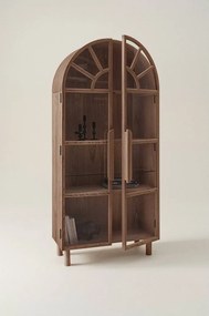 Vitrína v dekoru ořechu v tmavě přírodní barvě 90x195x40 cm Sandor – Jotex