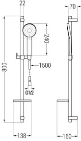 Mexen DQ40 posuvný sprchový set, Zlatorůžová - 785404581-60