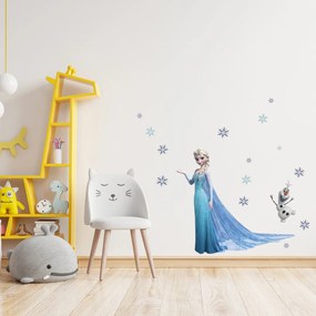 Samolepka na zeď "Elsa a Olaf" 78x65 cm