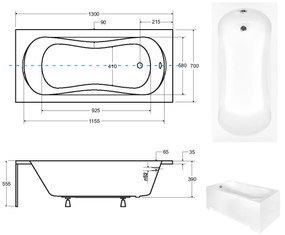Besco Aria Plus akrylátová vana Délka vany: 160cm