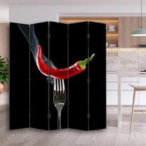 Ozdobný paraván Chilli papričky - 180x170 cm, pětidílný, obustranný paraván 360°