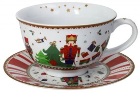 Velký vánoční porcelánový hrnek s podšálkem Lo Schiaccianoci 500ml BRANDANI