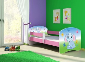 Dětská postel - Barevný sloník 2 180x80 cm růžová