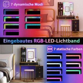 Costway Toaletní stolek s LED osvětlením se 7 dynamickými a 7 statickými