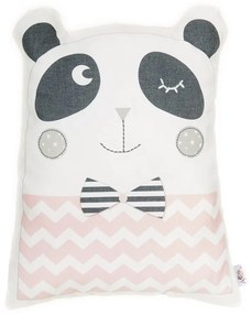 Růžový dětský polštářek s příměsí bavlny Apolena Pillow Toy Panda, 25 x 36 cm