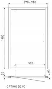 Aplomo Optimo transparent sprchové dveře Rozměr sprch.dveří: 140cm