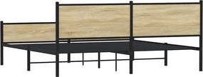 Kovový rám postele bez matrace dub sonoma 200 x 200 cm 3301404