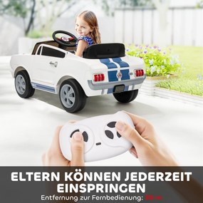 AIYAPLAY dětské elektrické auto 12V, dětské auto s 2,4 GHz dálkovým ovládáním, 2 motory, klakson, LED, hudba, bílá