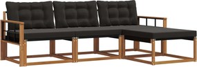 Venkovní pohovková souprava 4 ks Přirozená a černá 3369343