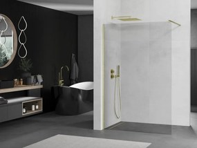Mexen Kioto sprchová stěna Walk-in 120 x 200 cm, transparentní 8 mm, zlatá kartáčovaná - 800-120-101-55-00