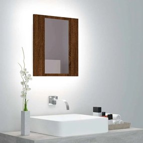 vidaXL LED koupelnová skříňka se zrcadlem 40 x 12 x 45 cm akryl [804949] Barva: hnědý dub