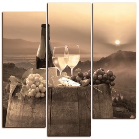 Obraz na plátně - Láhev vína na vinici - čtverec 3152FD (105x105 cm)