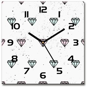Wallmuralia Skleněné nástěnné hodiny čtverec Diamanty 30x30 cm