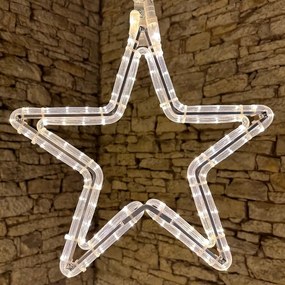 Easy Fix 2D LED světelná hvězda XII., Ø 45 cm, teple bílá, závěsná, černý kabel, hliník