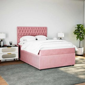Box spring postel s matrací růžová 160x200 cm samet 3292393