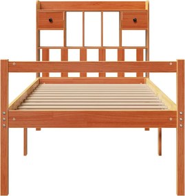 Postel s knihovnou bez matrace hnědá 75x190 cm masivní borovice 3322065