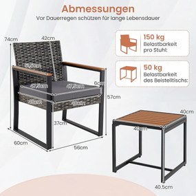 Costway Sada balkonového nábytku s 2 židlemi a odkládacím stolkem a sedací