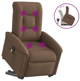 Zvedací masážní polohovací křeslo hnědé textil 3303268