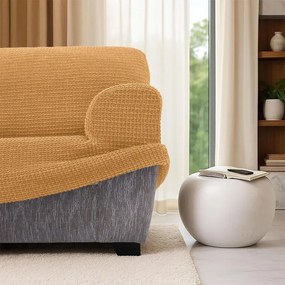 Super strečové potahy  RUBINIA zlatá rohová sedačka (š. 340 - 540 cm)