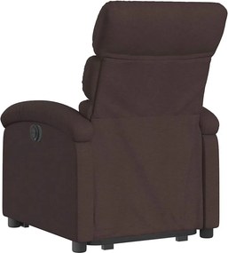 Elektrické zvedací polohovací křeslo tmavě hnědé textil 3204007