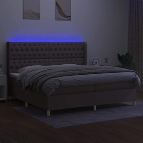 Box spring postel s matrací a LED taupe 200x200 cm textil 3139145