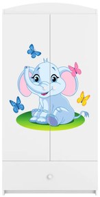 Dětská skříň Babydreams 90 cm slon s motýlky bílá