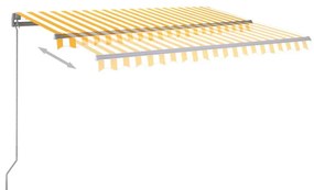 vidaXL Automatická markýza LED a senzor větru 350 x 250 cm žlutá/bílá