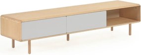 Šedý/v přírodní barvě TV stolek v dekoru jasanu 180x41x42 cm Anielle – Kave Home