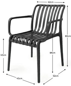Plastová židle TREGO s područkami, antracitová