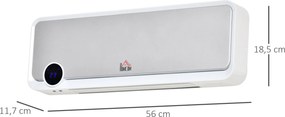 HOMCOM Topný ventilátor na stěnu 2000W s dálkovým ovládáním, 3 režimy provozu, LED displej, 12hodinový časovač 820-252V90