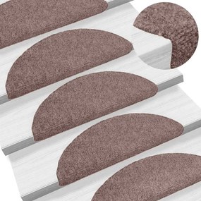 Schodové rohože samolepicí 5 ks 56 x 17 x 3 cm světle hnědé, půlkulaté 149674