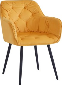 Designové křeslo TIRRA - látka Velvet, žlutá / černá