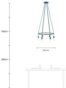 creative cables Lustr cage edison ST64 se 6 žárovkami Barva: Petrolejová