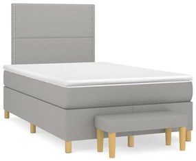 Box spring postel s matrací světle šedá 120x190 cm textil